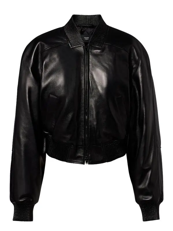 Phoebe Philo Leather Bomber Jacket - Black
