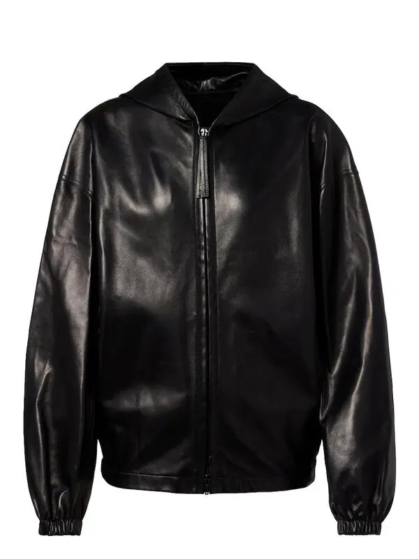 Phoebe Philo Hooded Leather Bomber Jacket - Black
