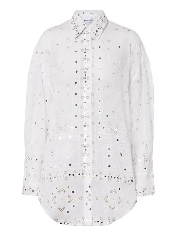 JULIET DUNN Embellished Cotton Shirt - White
