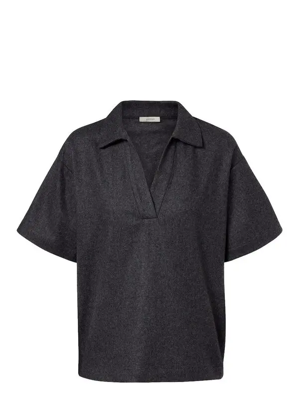 Asceno Modena Wool And Cashmere Flannel Polo Shirt - Grey
