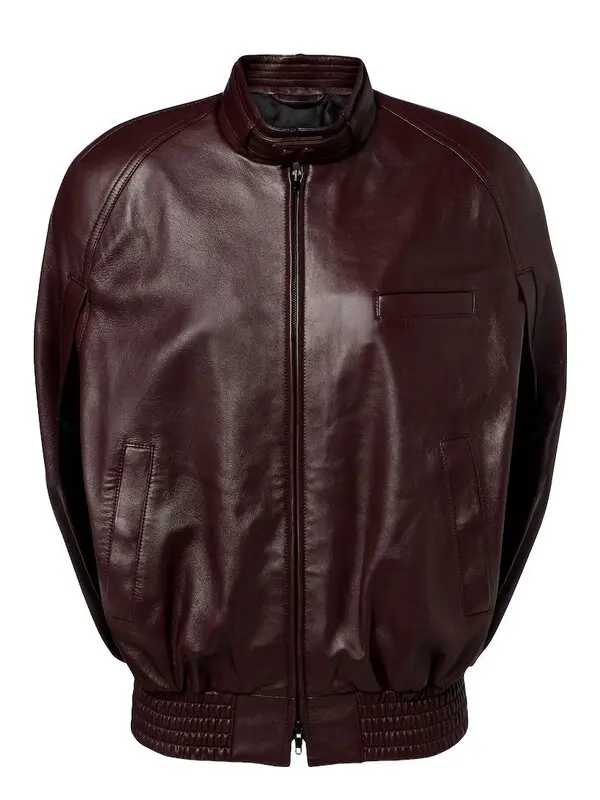 Phoebe Philo Caped Leather Bomber Jacket - Burgundy