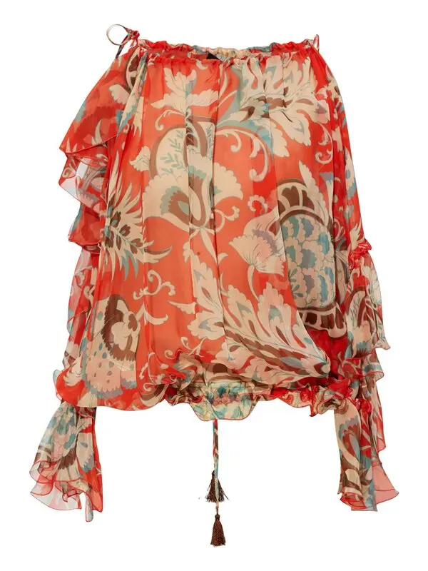 Etro Patterned Silk Top - Red