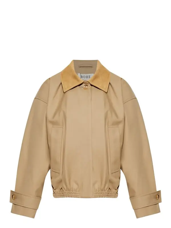 RÓHE Jacket With Suede Collar - Beige