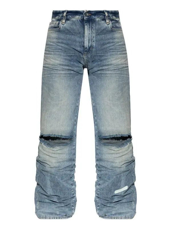 PDF Wrinkled-effect Bootcut Jeans - Blue