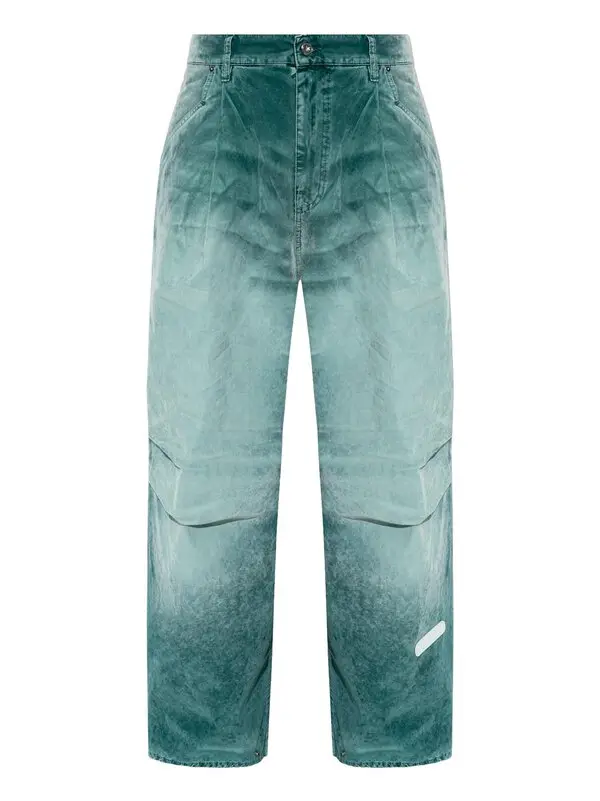 PDF Vintage Effect Velvet Trousers - Green