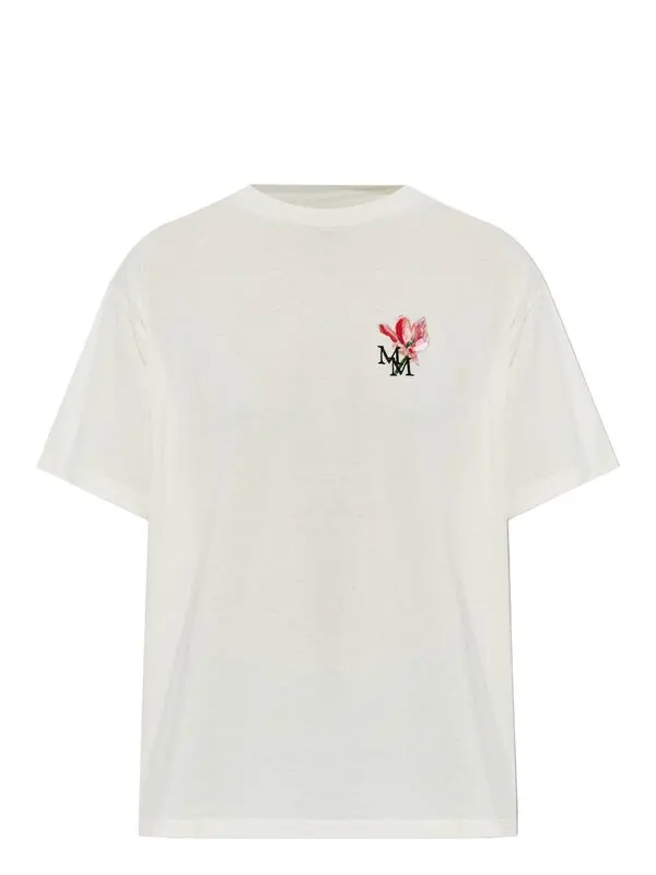 MAISON MARGIELA T-shirt With Embroidered Floral Motif - White