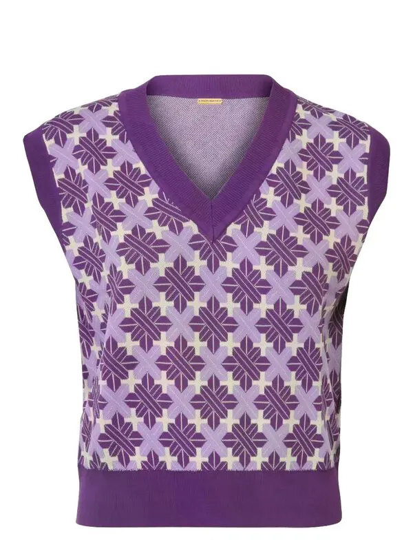 Dodo Bar Or Patterned V-neck Vest - Purple