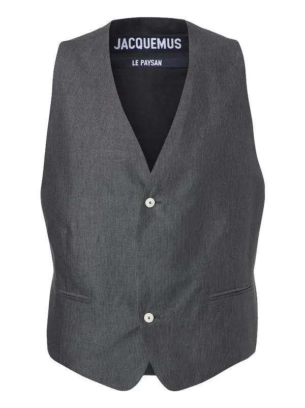 Jacquemus Paysan Striped Linen Vest - Grey