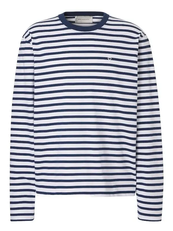 AMI Paris Striped Cotton Jersey T-shirt - Blue