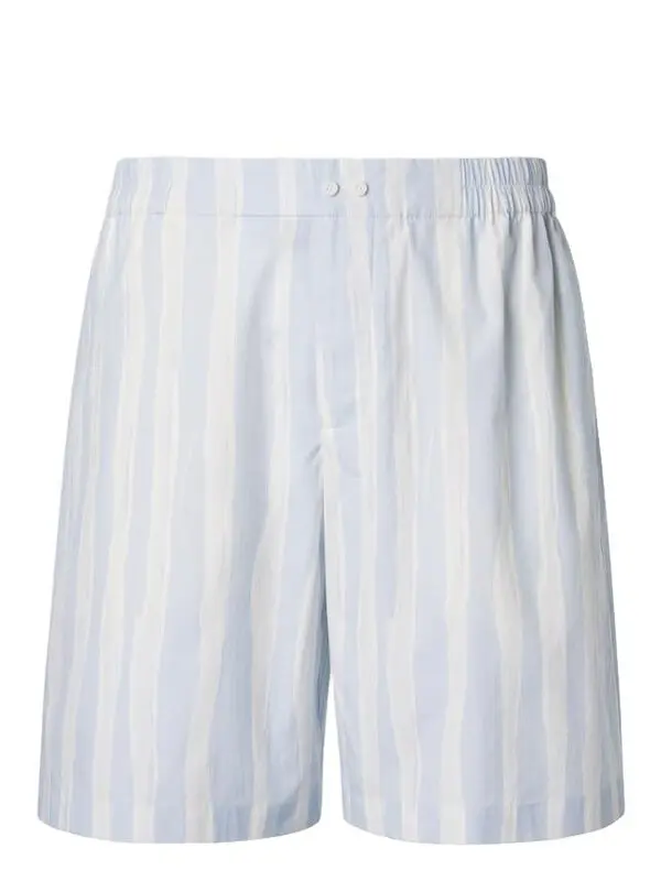 Jacquemus Striped Cotton Poplin Shorts - Blue