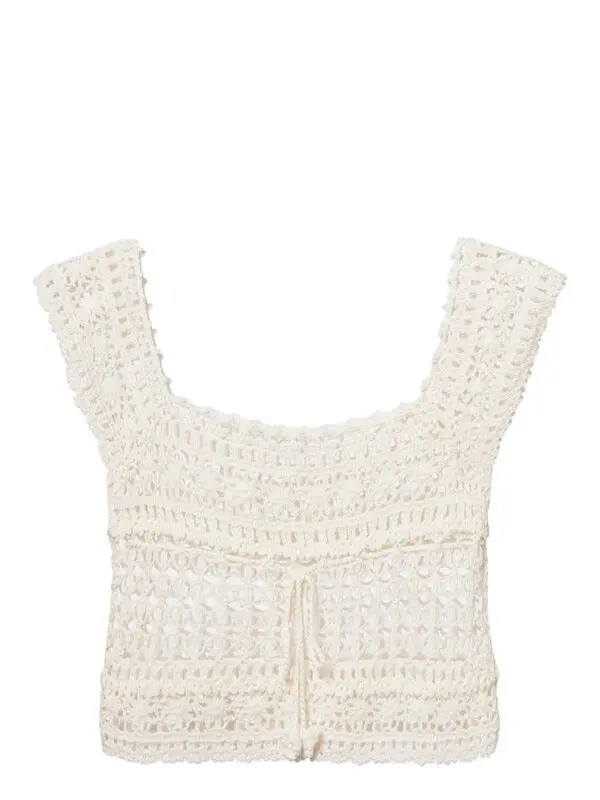 Anna Kosturova Deauville Crochet Cotton Crop Top - White