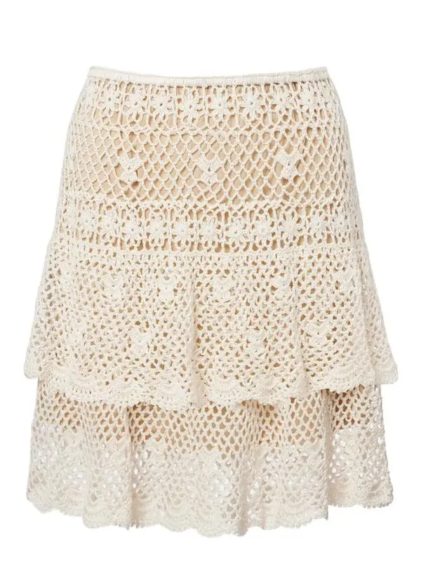 Anna Kosturova Florence Crochet Cotton Miniskirt - White