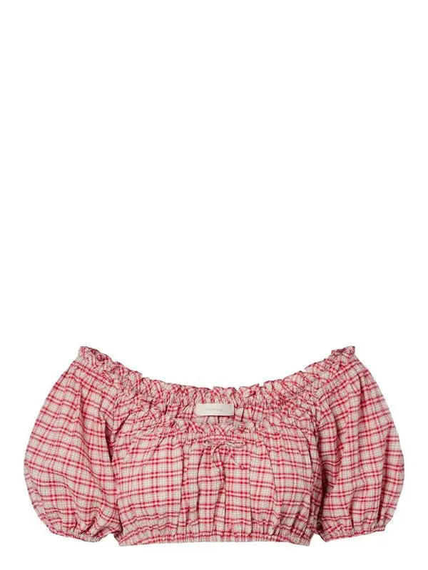 Faithfull The Brand Murcia Checked Cotton Crop Top - Red