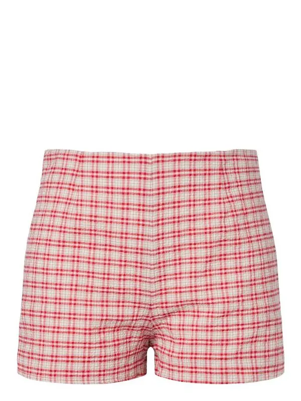Faithfull The Brand Lila Checked Cotton Shorts - Red