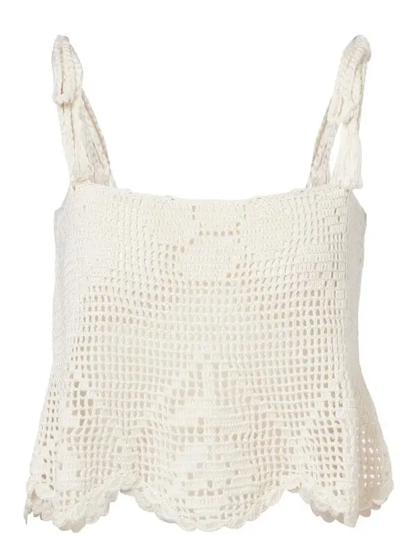 Anna Kosturova Rose Crochet Cotton Top - White