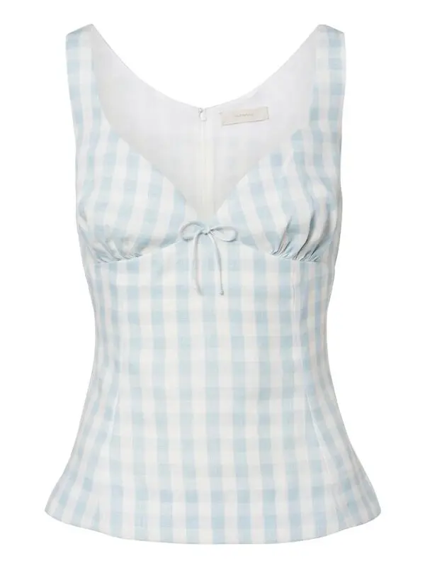 Faithfull The Brand Martuba Gingham Linen Top - Blue