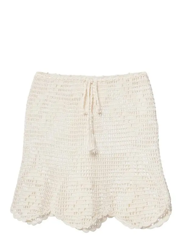 Anna Kosturova Rose Crochet Cotton Miniskirt - White