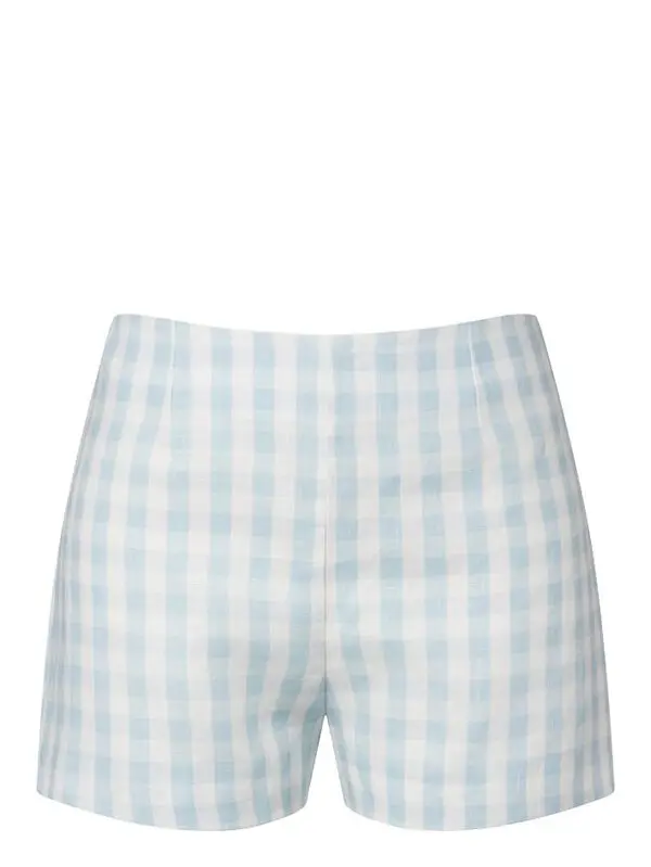 Faithfull The Brand Lila Gingham Linen Shorts - Blue