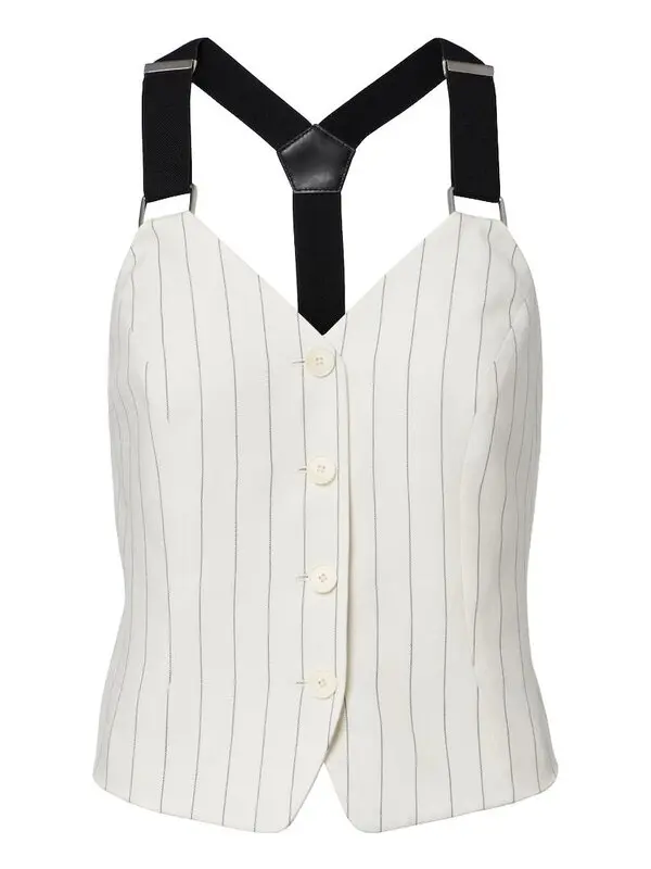 Ralph Lauren Donnella Pinstriped Bustier Top - White