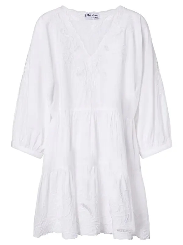 JULIET DUNN Embroidered Cotton Poplin Minidress - White