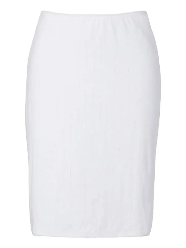 LESET Pointelle Cotton Midi Skirt - White