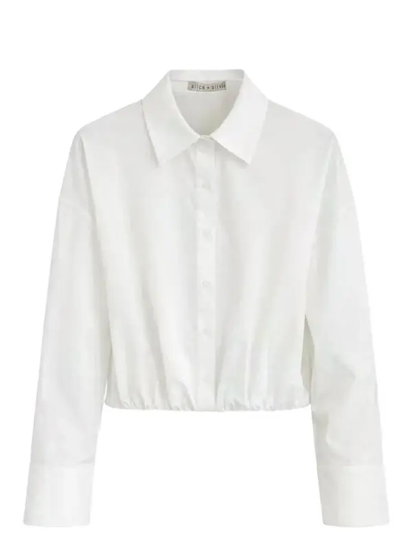 Alice + Olivia Tobie Button-fastening Relaxed-fit Crop Shirt - White