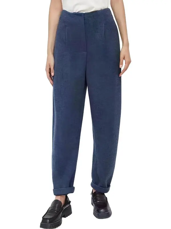 Emporio Armani Cuffed Pleated Trousers - Blue