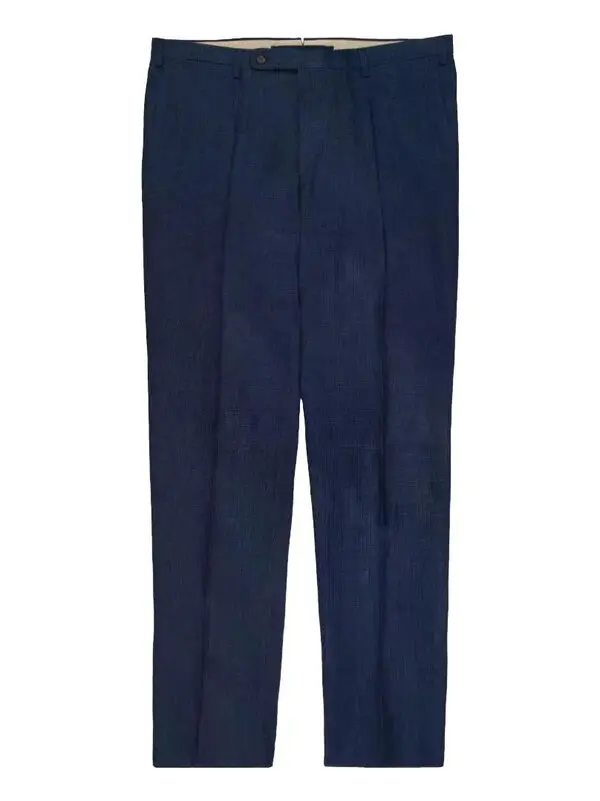 SLOWEAR Patterned Linen Trousers - Blue