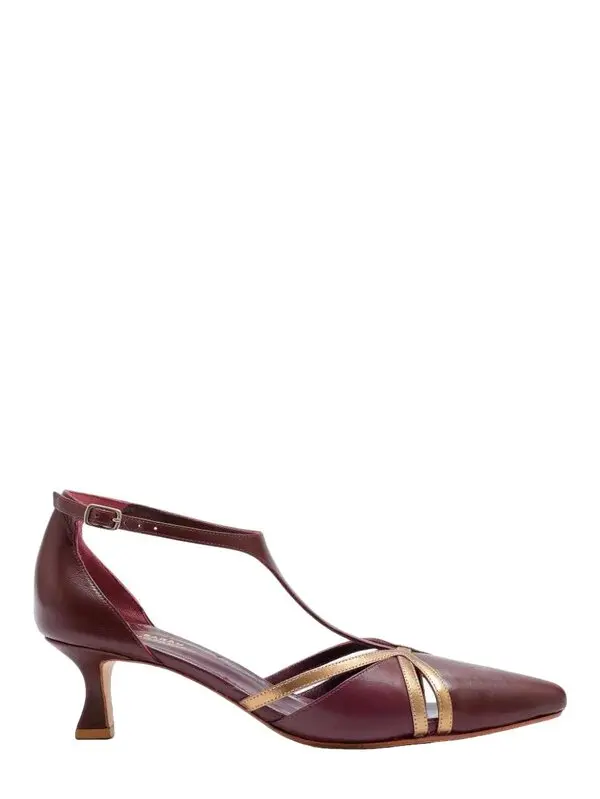 STUDIO CHOFAKIAN Salomé Villa Cetinale T-strap Leather Pumps - Red