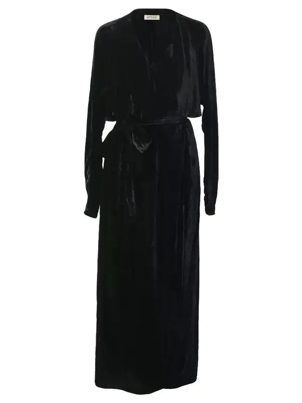 Attico Raquel Wrap Maxi Dress - Black