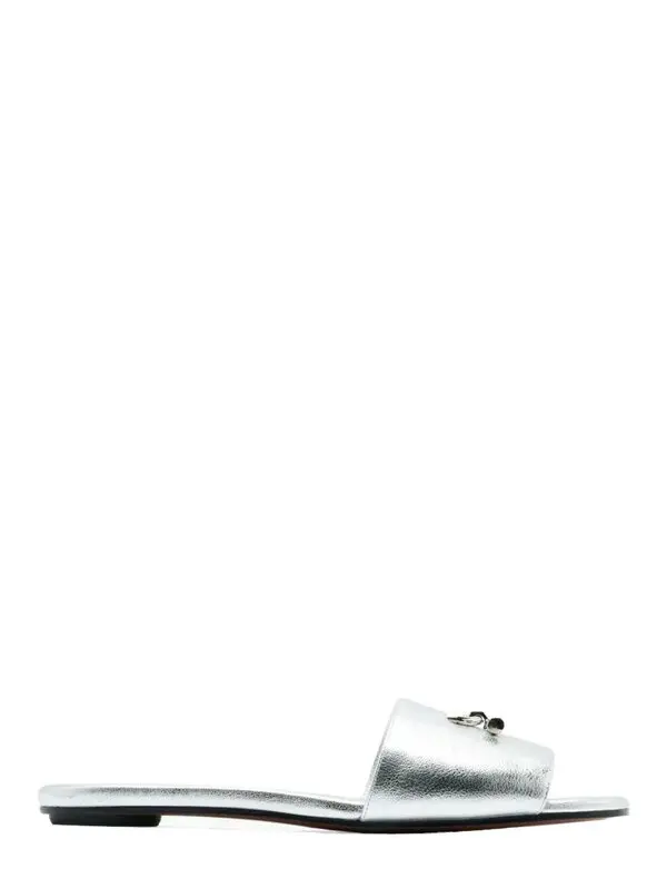 Alexander McQueen Open Toe Flat Sandals - Silver