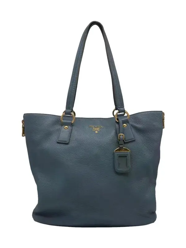 Prada Vitello Daino Leather Tote Bag - Blue