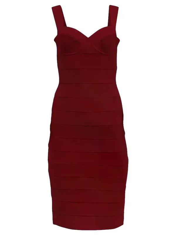 Herve Leger X Julia Restoin Roitfeld Sweetheart Midi Dress - Red