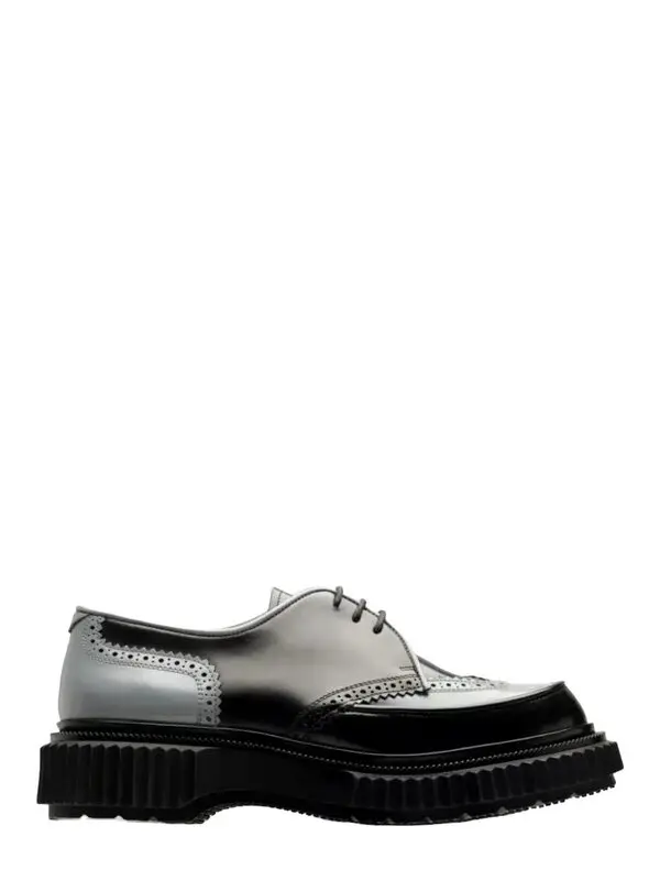 ADIEU PARIS Brogue Detail Leather Loafers - Black