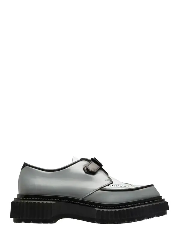 ADIEU PARIS Buckle Wingtip Leather Loafers - Grey