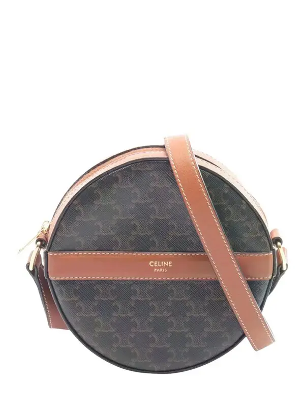 Celine Triomphe Coated Canvas Round Purse - Brown