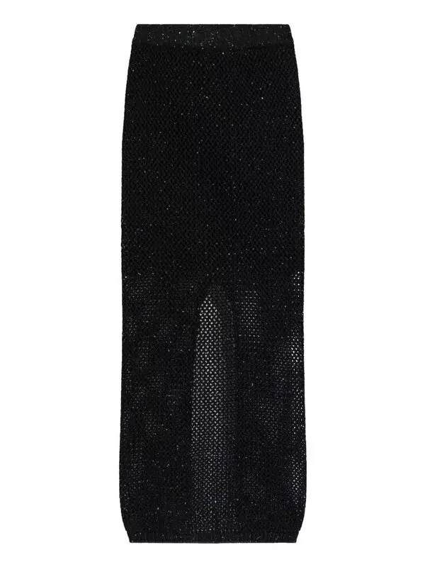 AKEP Sequin-embellished Knitted Maxi Skirt - Black