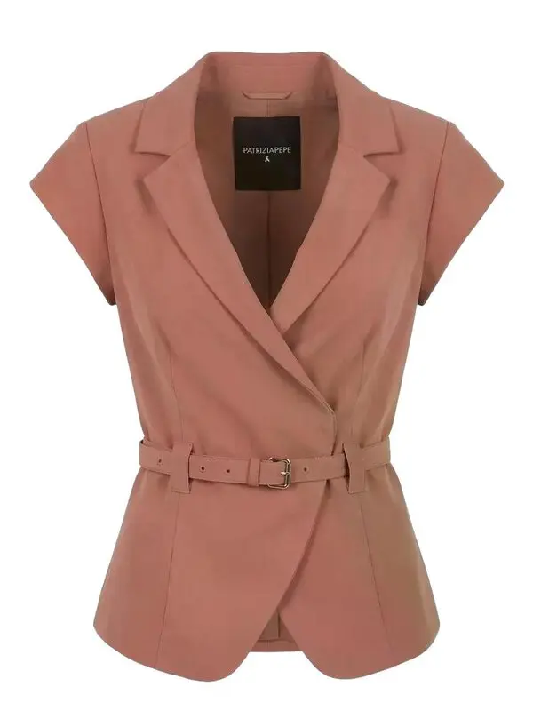 Patrizia Pepe Belted Short-sleeve Jacket - Brown