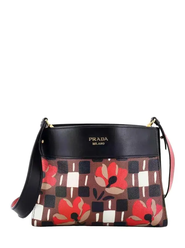 Prada Bibliotheque Printed Leather Shoulder Bag - Multicolour