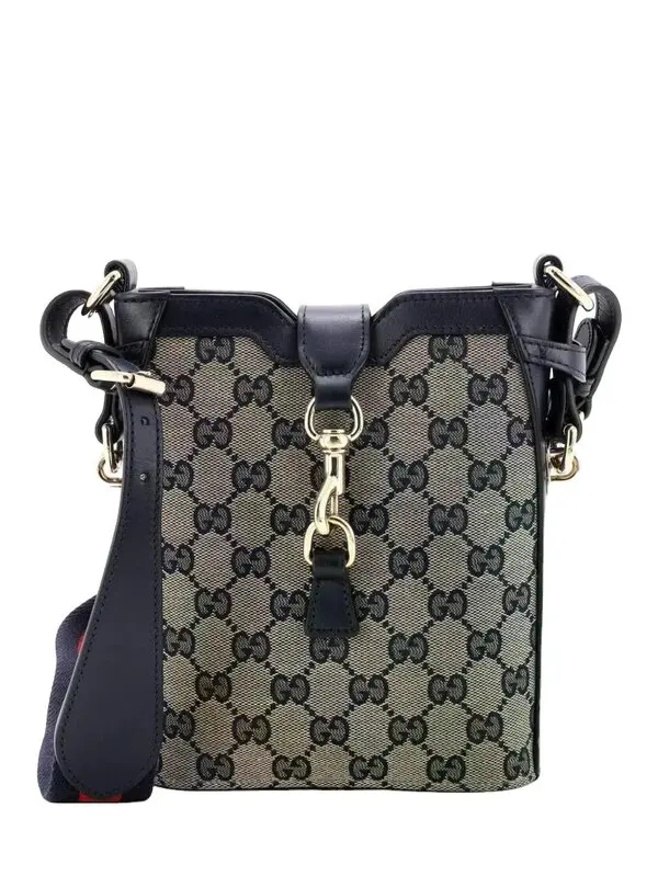 Gucci Gg Canvas With Leather Mini Bucket Bag - Blue
