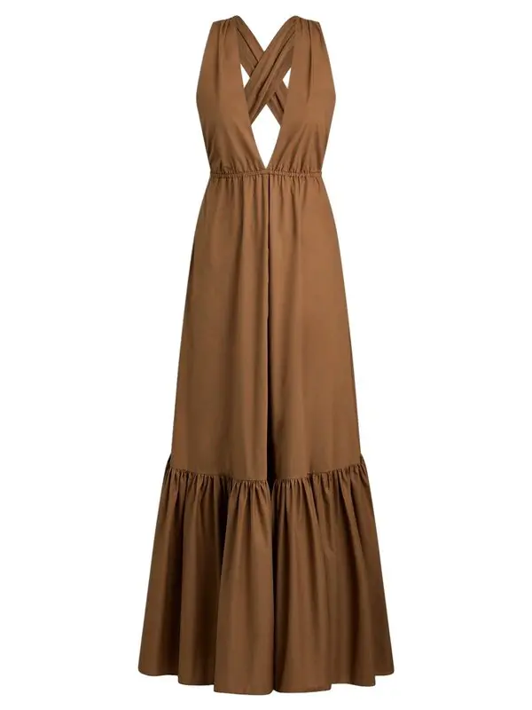 Scanlan Theodore Parachute Cotton Halter Dress - Almond