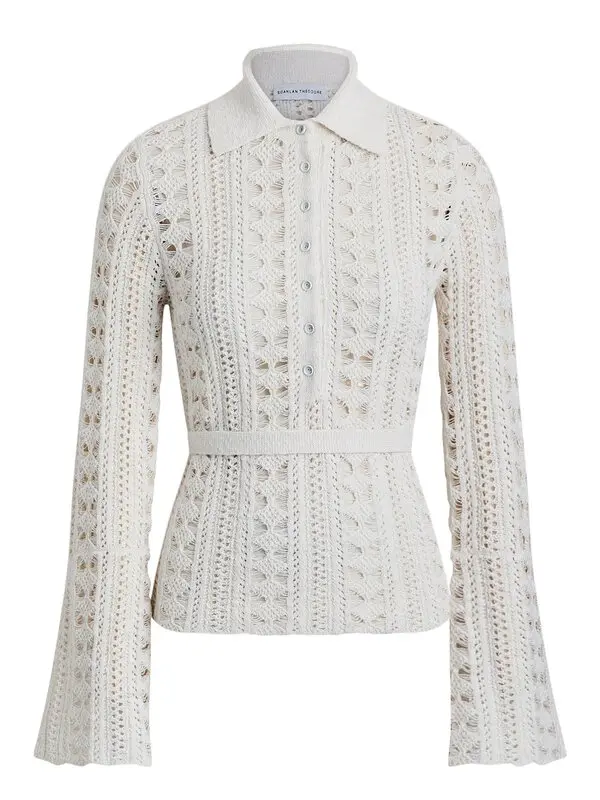 Scanlan Theodore Lace-knit Button Down Top - Parchment
