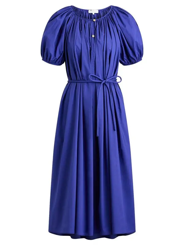 Scanlan Theodore Parachute Cotton Poppy Midi Dress - Cobalt