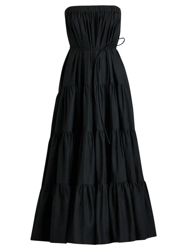 Scanlan Theodore Parachute Cotton Tiered Dress - Black