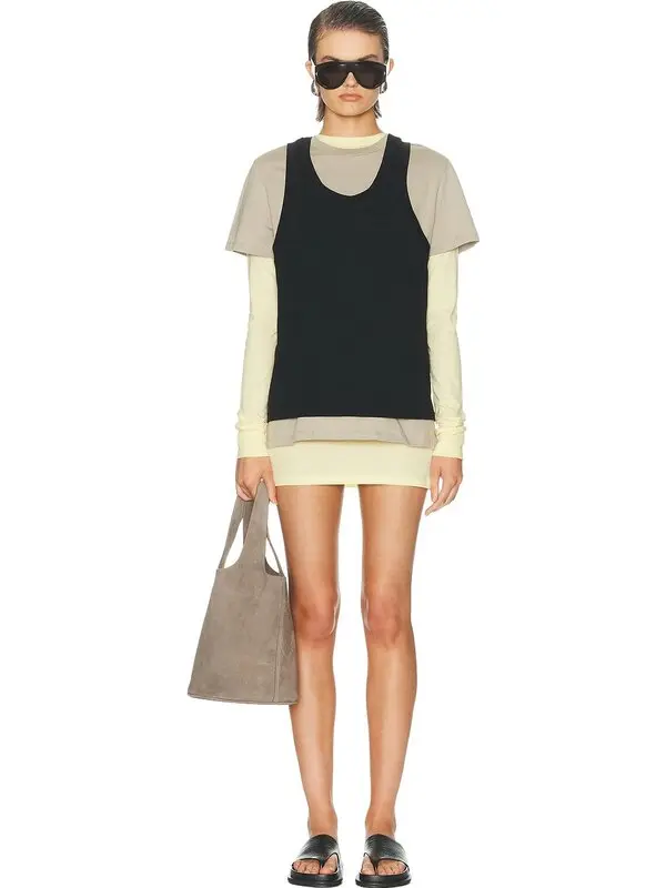 Wardrobe.NYC Layered Tunic Top - Lemon  Taupe  & Black