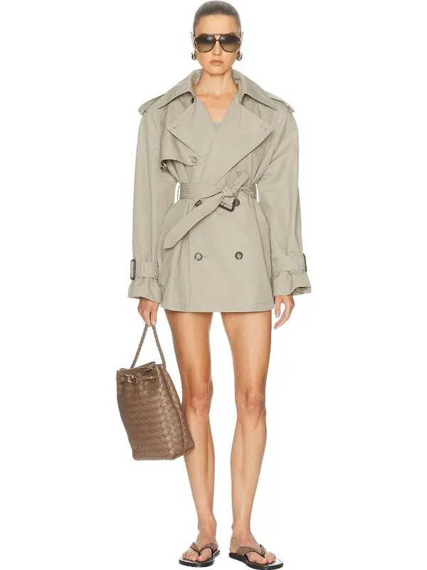 Wardrobe.NYC Mini Clean Trench Coat - Taupe