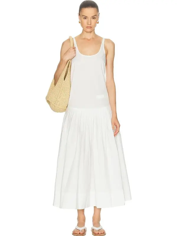 ST. AGNI Relaxed Pleat Dress - Off White