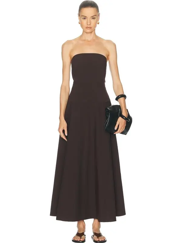 ST. AGNI Strapless Rouleau Dress - Bark