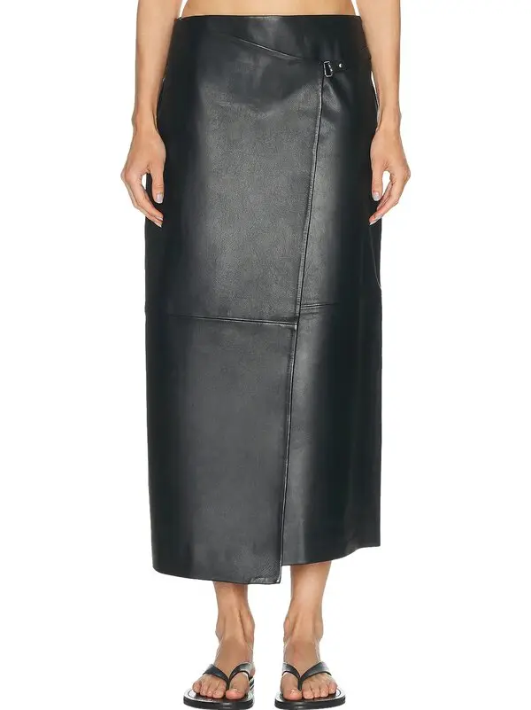 ST. AGNI Leather Wrap Skirt - Black