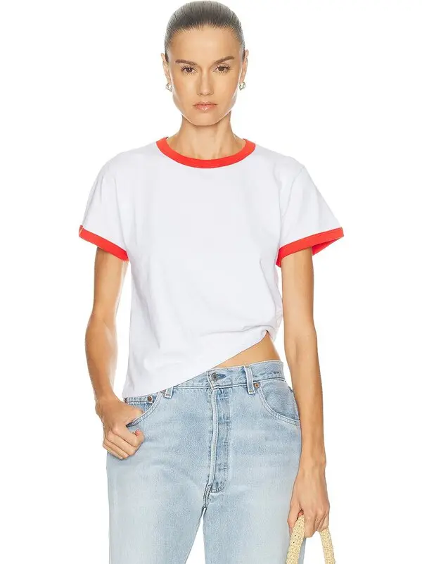 LESET Margo Ringer Tee - Cerise & White